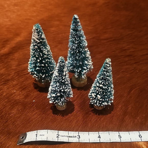 Holiday | Miniature Snowy Pine Trees Set Of 4 Green And White | Poshmark